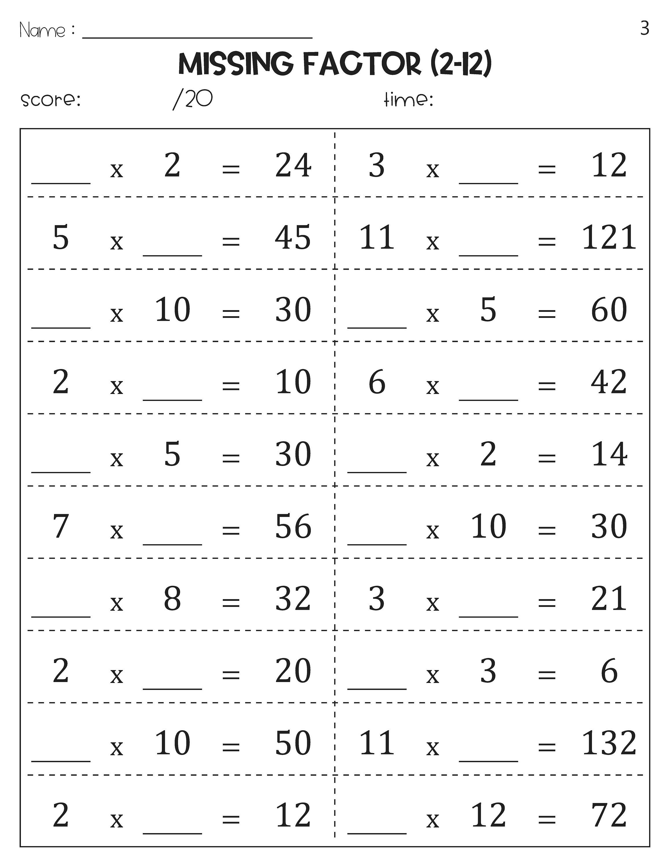 Missing Number Multiplication Factor Worksheets - Etsy
