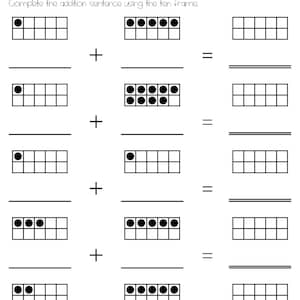 Addition Sums to 10 With Ten Frame Pictures Worksheets - Etsy