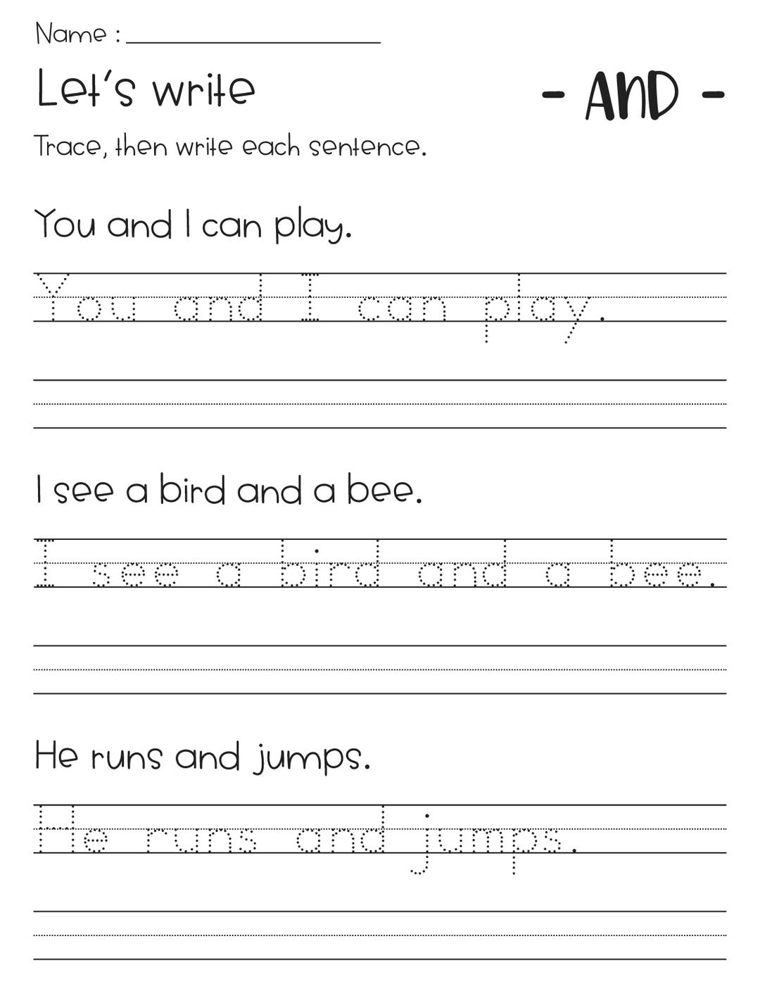 Sight Word Sentences Writing and Tracing Worksheets - Etsy