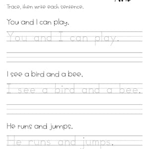 Sight Word Sentences Writing and Tracing Worksheets - Etsy
