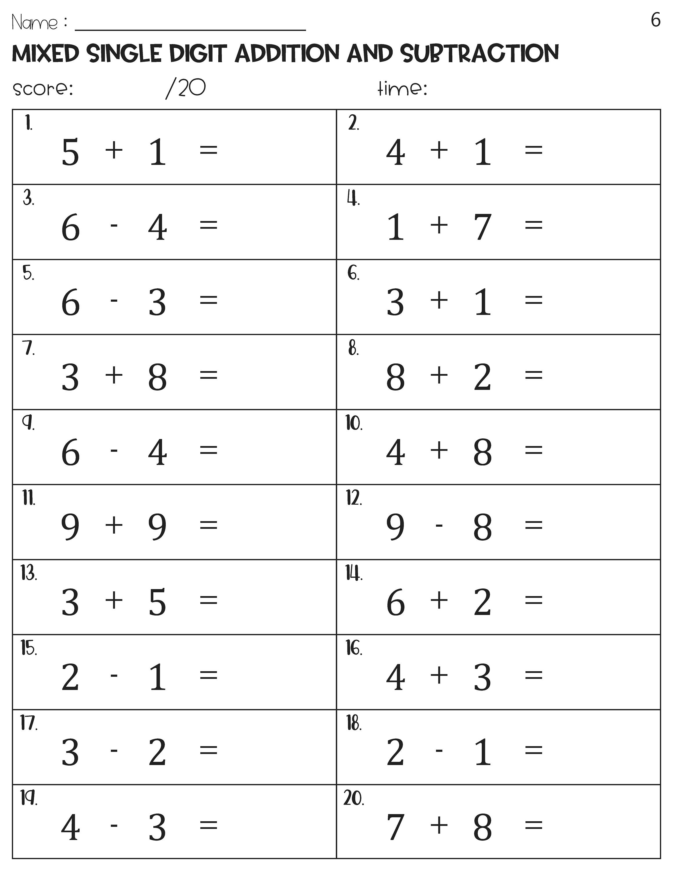 Mixed Addition And Subtraction Worksheets Ks1
