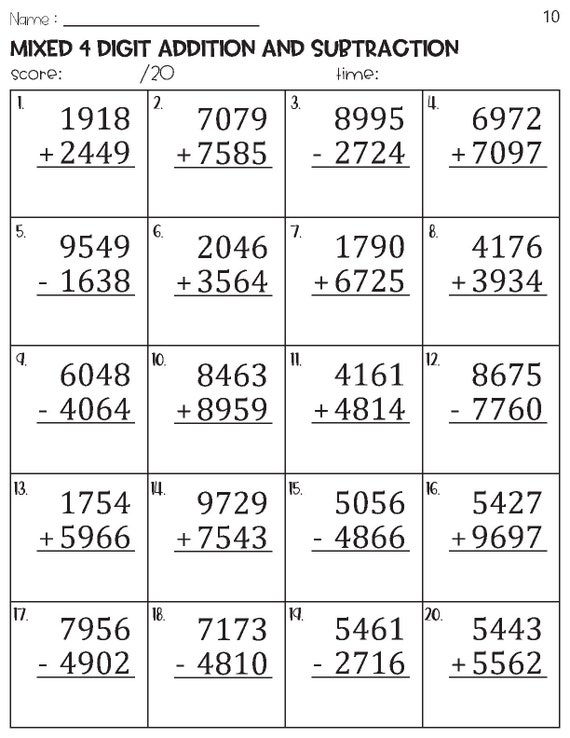 100 Mixed Addition And Subtraction Worksheets Subtracting Fractions
