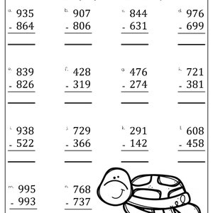 3 Digit Addition and Subtraction Worksheets - SET3 Ocean Theme Math ...