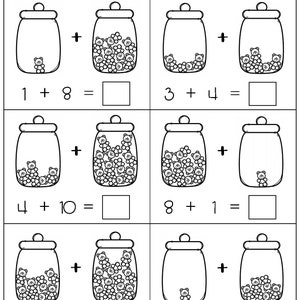 Addition With Pictures Sum up to 20 Worksheets - Adding Bears Pictures ...