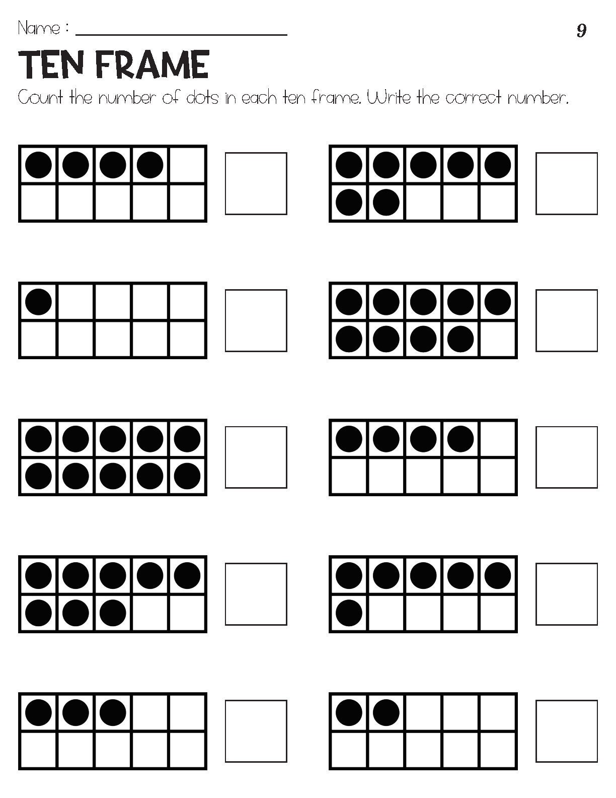 Counting Numbers 1-10 With Ten Frame Objects Worksheets - Etsy