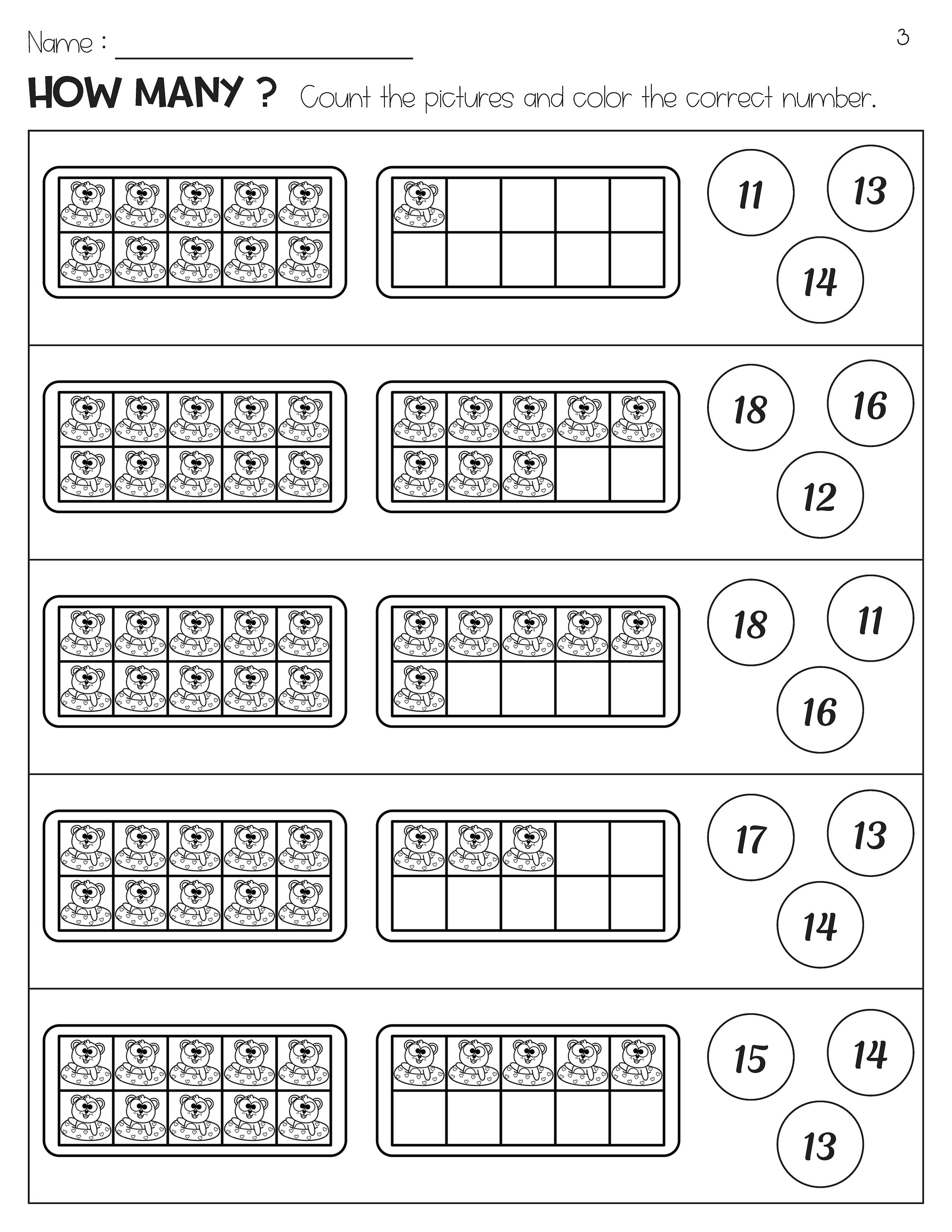Ten Frames Counting Numbers 11-20 Worksheets Summer Theme - Etsy