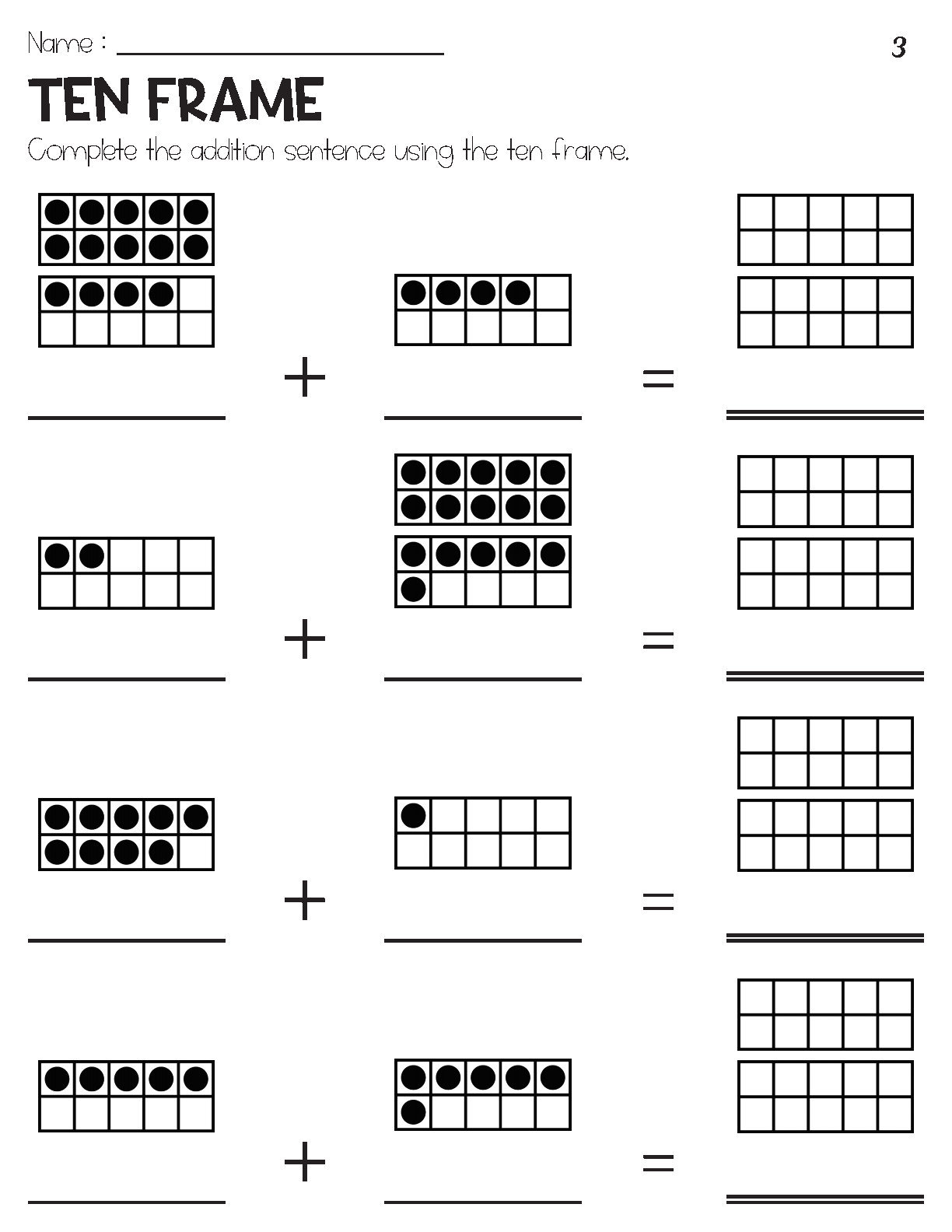 Addition Sums to 20 With Ten Frame Pictures Worksheets - Etsy