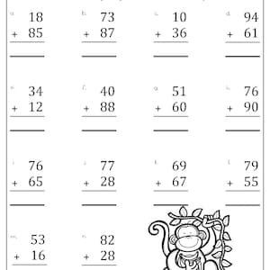 2 Digit Addition and Subtraction Worksheets - Set3 Zoo Theme Math ...