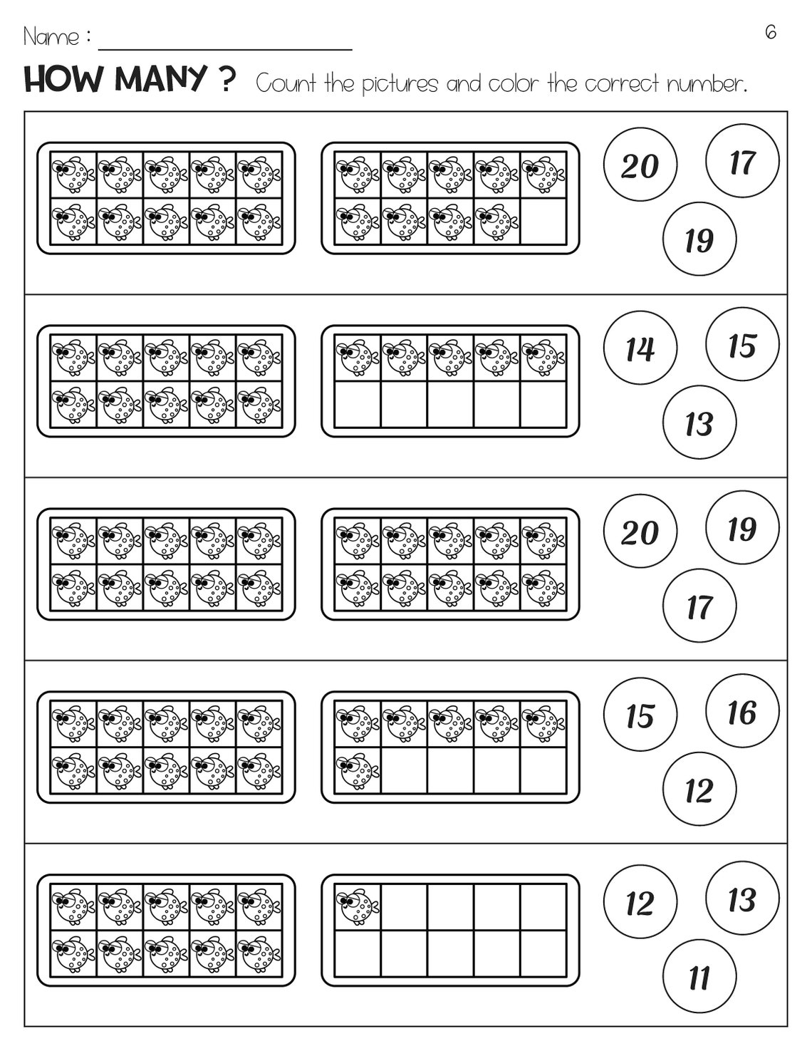 Ten Frames Counting Numbers 11-20 Worksheets Summer Theme - Etsy