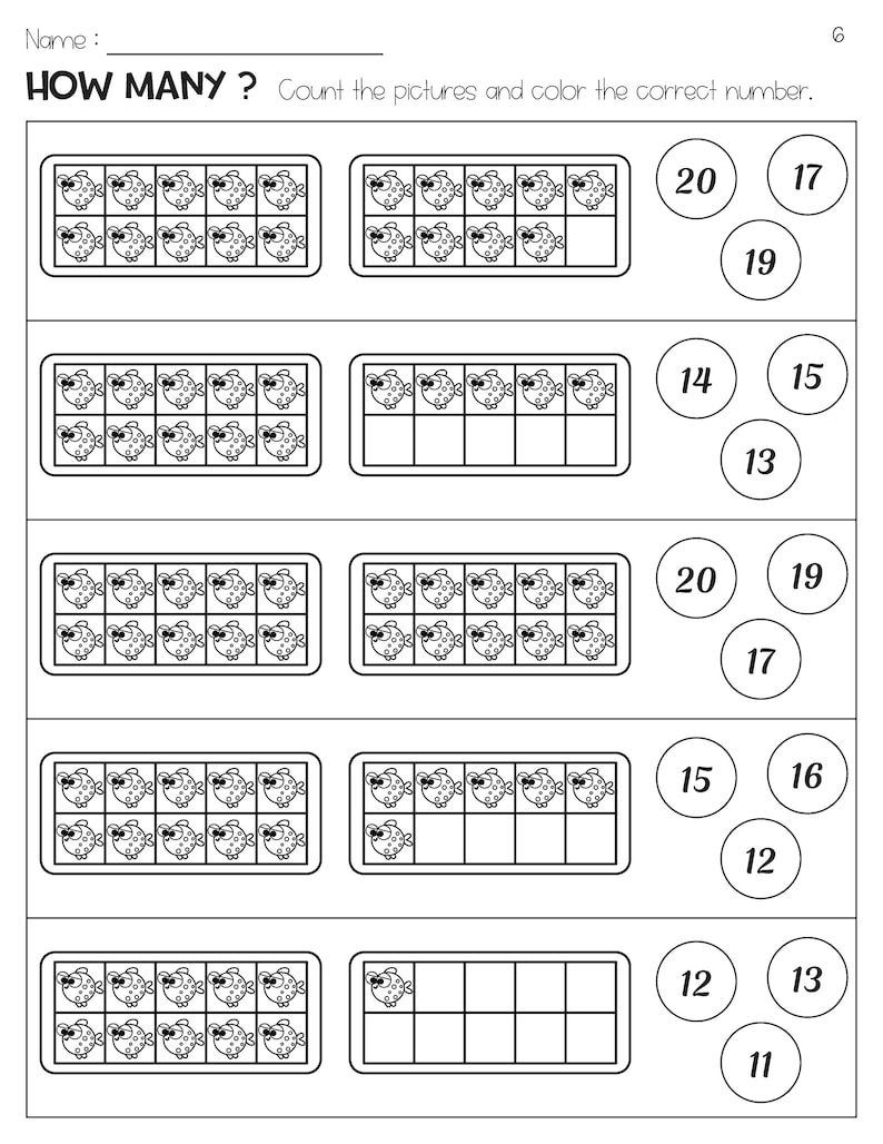 Ten Frames Counting Numbers 11-20 Worksheets Summer Theme - Etsy
