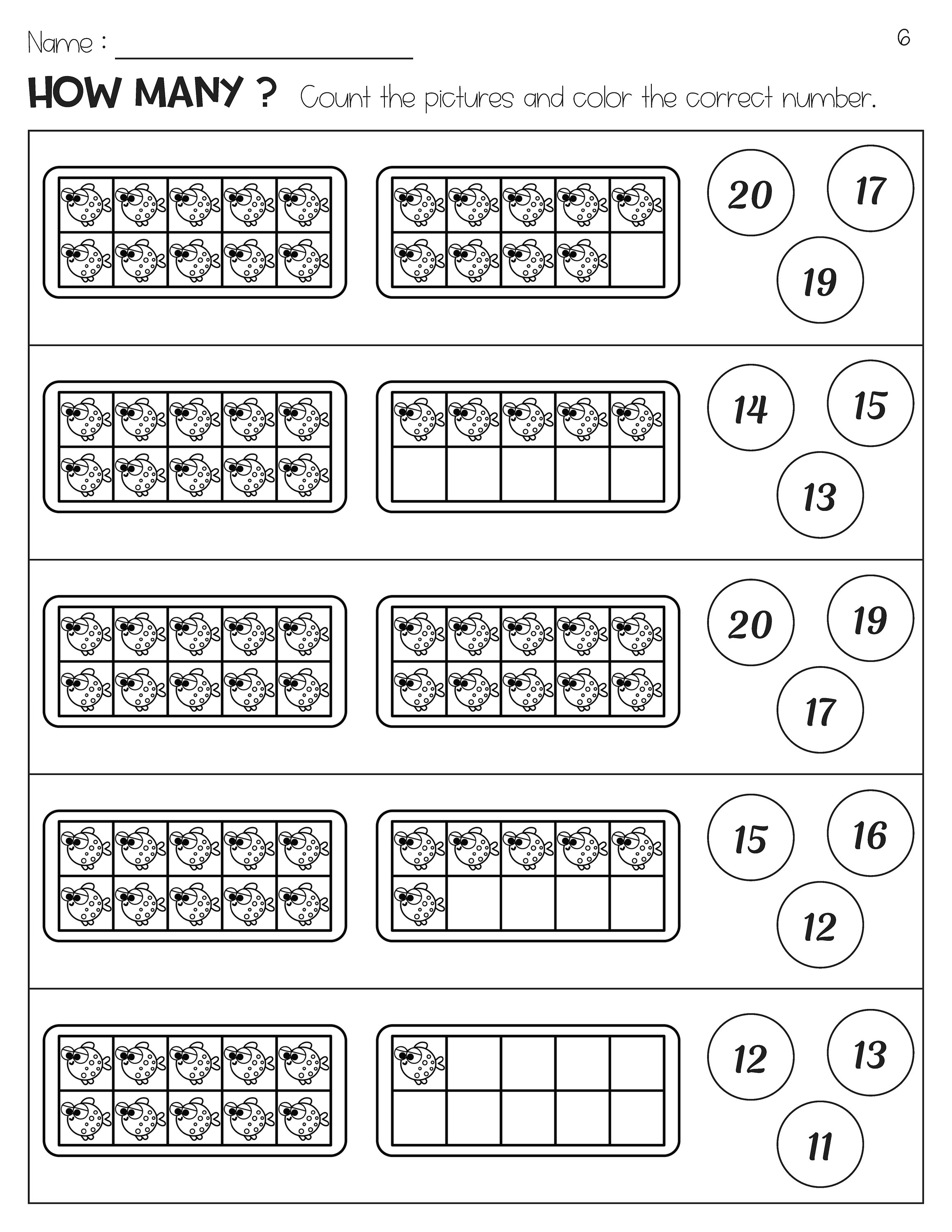 Ten Frames Counting Numbers 11-20 Worksheets Summer Theme - Etsy