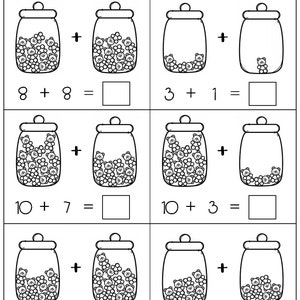 Addition With Pictures Sum up to 20 Worksheets - Adding Bears Pictures ...