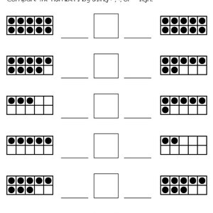 Counting and Comparing Numbers 1-10 With Ten Frame Worksheets - Etsy