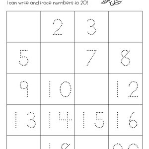Missing Numbers Chart 1-20 Worksheets Ocean Theme - Etsy