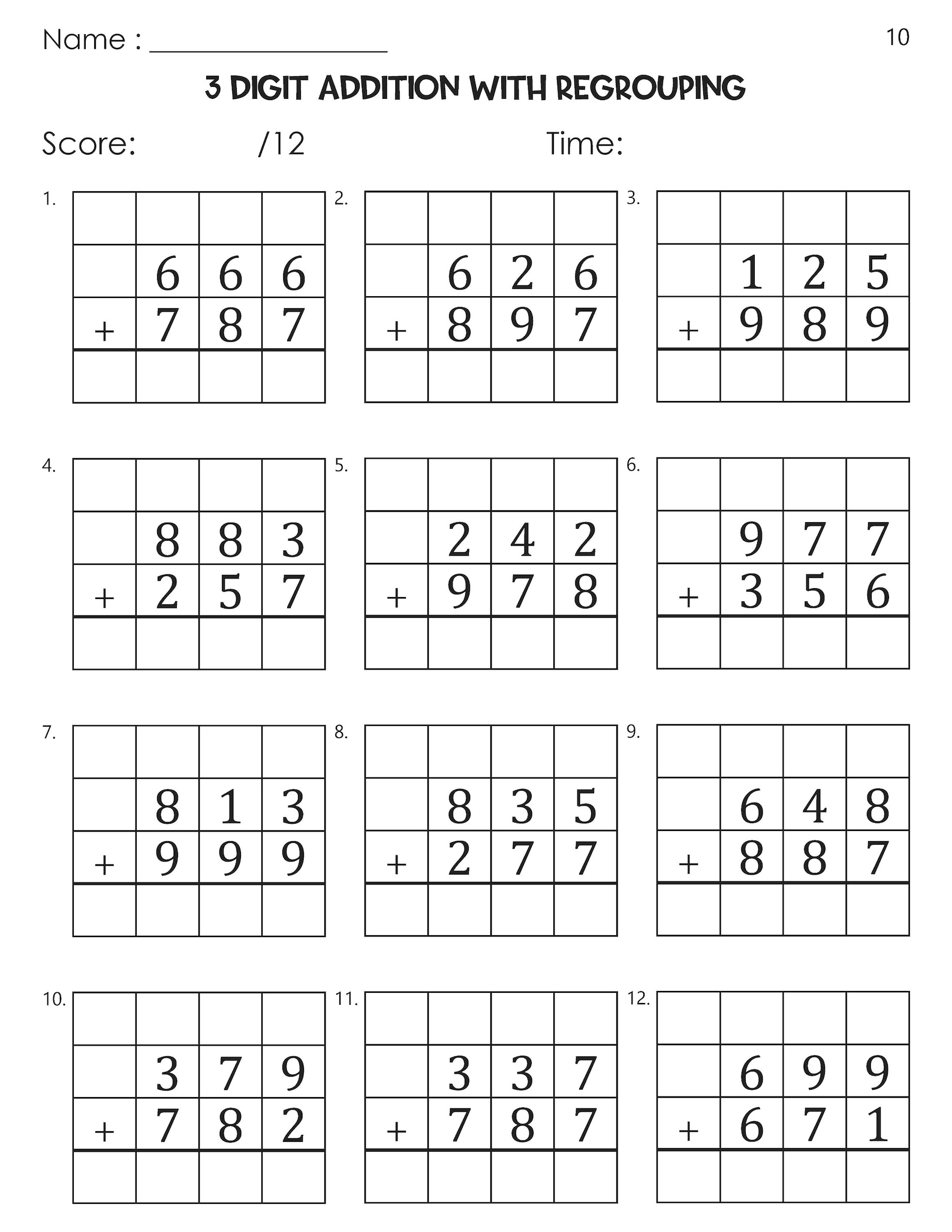 3 Digit Addition With Regrouping Worksheets - Etsy