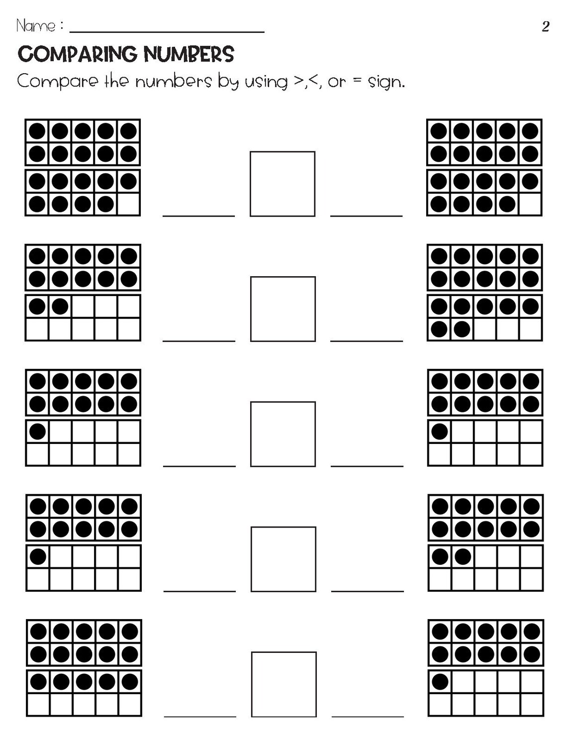 Counting and Comparing Numbers 11-20 With Ten Frame Worksheets - Etsy