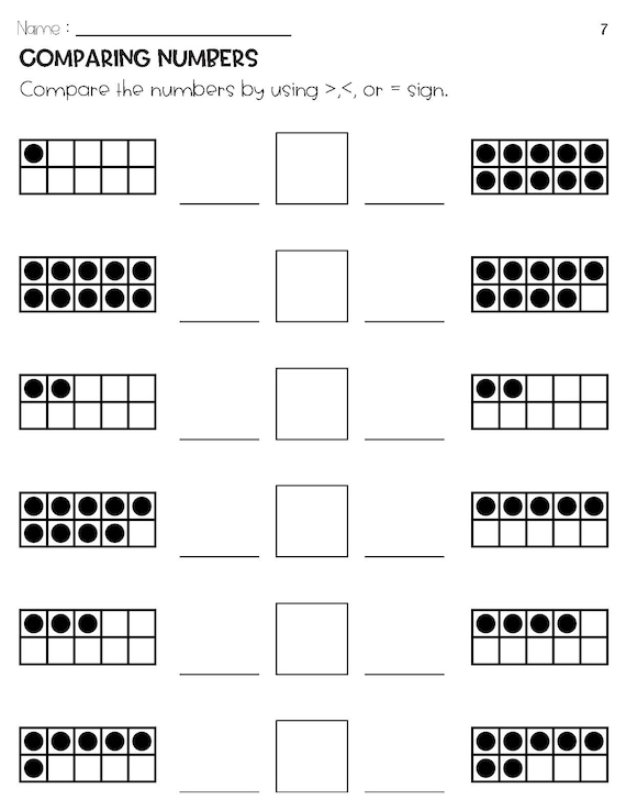 Hojas De Trabajo Para Comparar Números