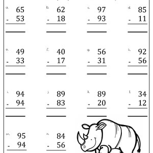 2 Digit Addition and Subtraction Worksheets - Set3 Zoo Theme Math ...