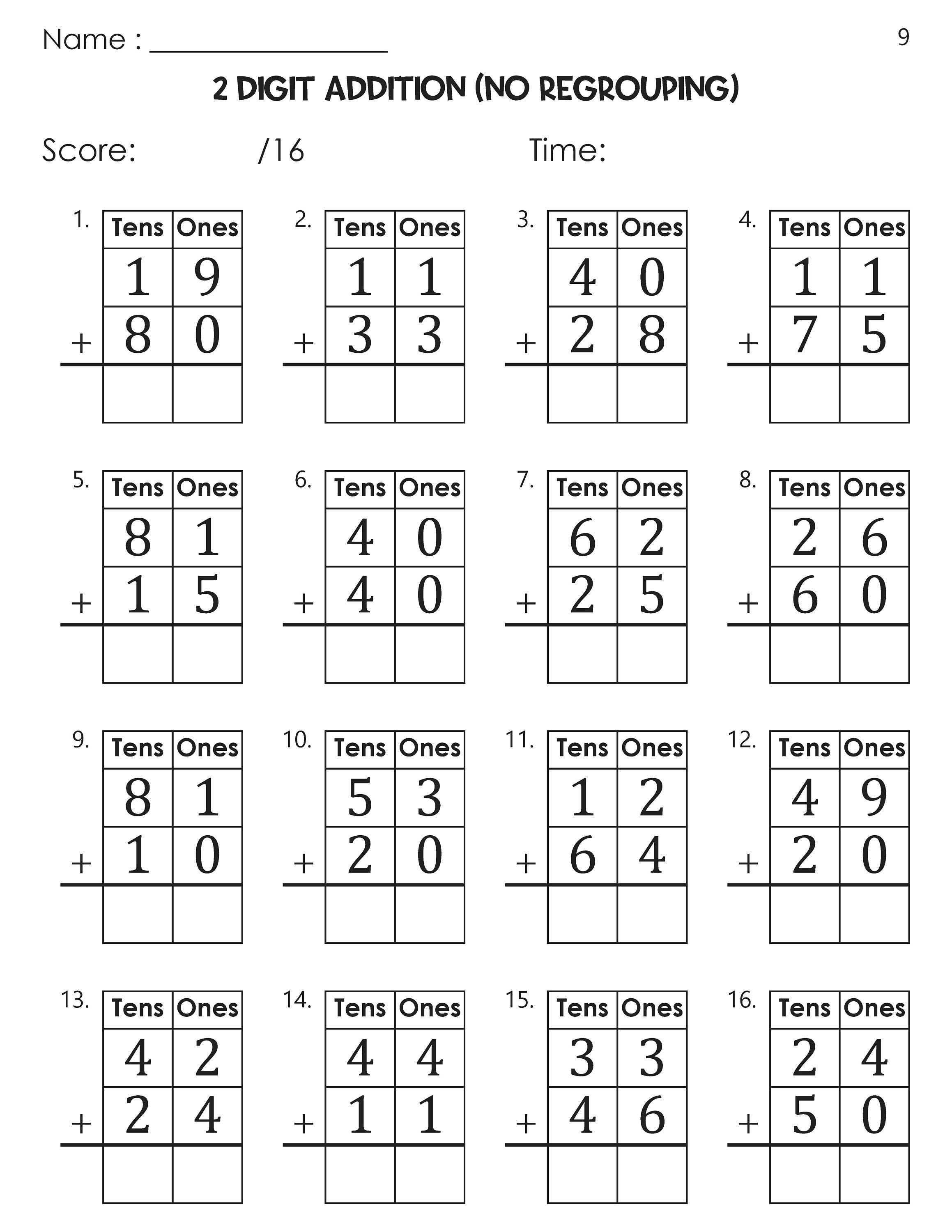 Two Digit Addition With Tens and Ones Without Regrouping Worksheets - Etsy