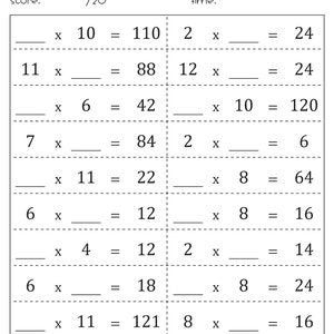 Missing Number Multiplication Factor Worksheets - Etsy