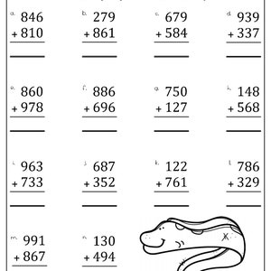 3 Digit Addition and Subtraction Worksheets - SET3 Ocean Theme Math ...