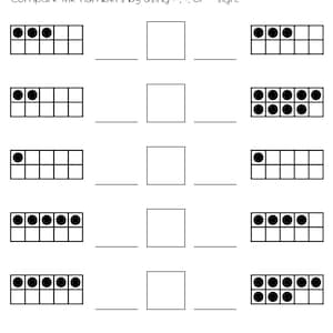 Counting and Comparing Numbers 1-10 With Ten Frame Worksheets - Etsy