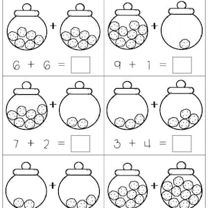 Addition With Pictures Sum up to 20 Worksheets - Adding Cookie Pictures ...