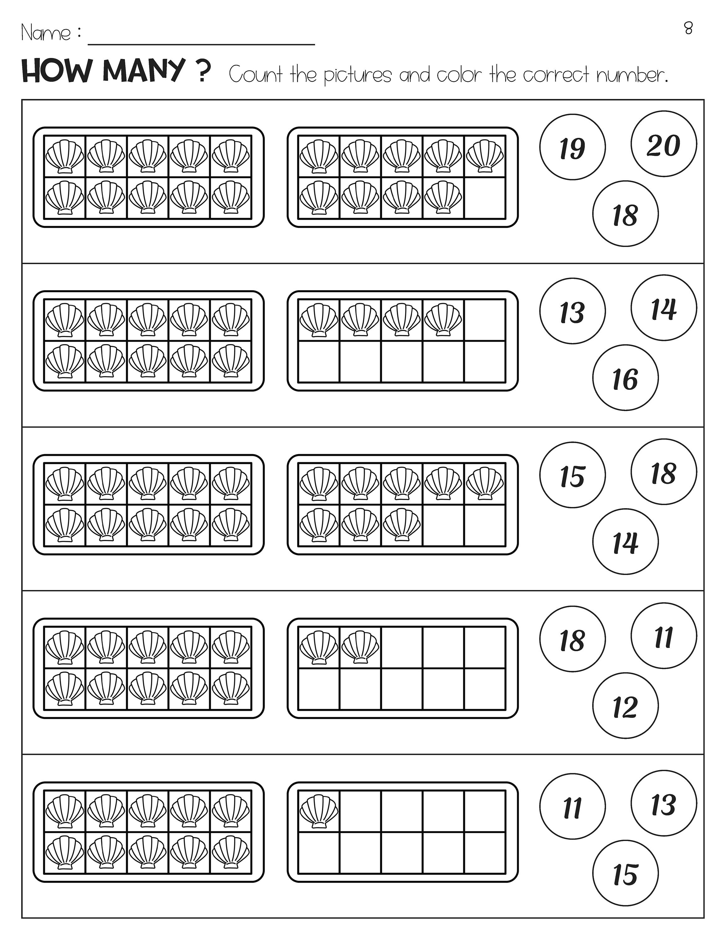 Ten Frames Counting Numbers 11-20 Worksheets Summer Theme - Etsy