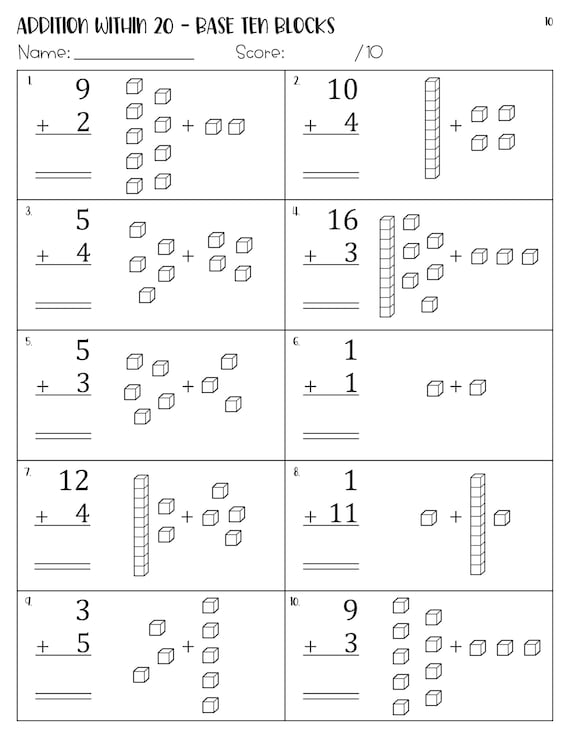 Hojas De Trabajo De División Con Bloques De Base Diez