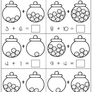 Addition With Pictures Sum up to 20 Worksheets - Adding Cookie Pictures ...