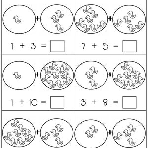 Addition With Pictures Sum up to 20 Worksheets - Adding Ducks Pictures ...