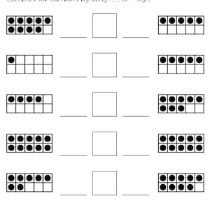 Counting and Comparing Numbers 1-10 With Ten Frame Worksheets - Etsy