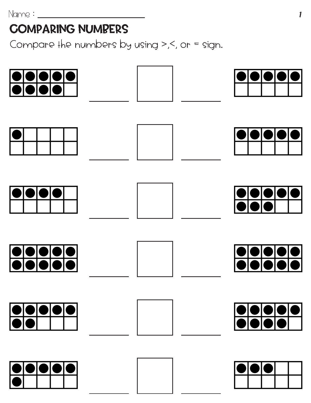 Counting and Comparing Numbers 1-10 With Ten Frame Worksheets - Etsy