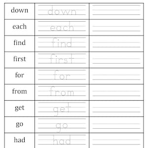 Trace and Write Fry First 200 Sight Words Worksheets - Etsy