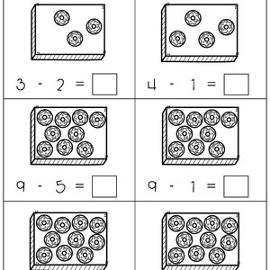 Subtraction With Pictures Within 10 Worksheets - Subtracting Donuts ...