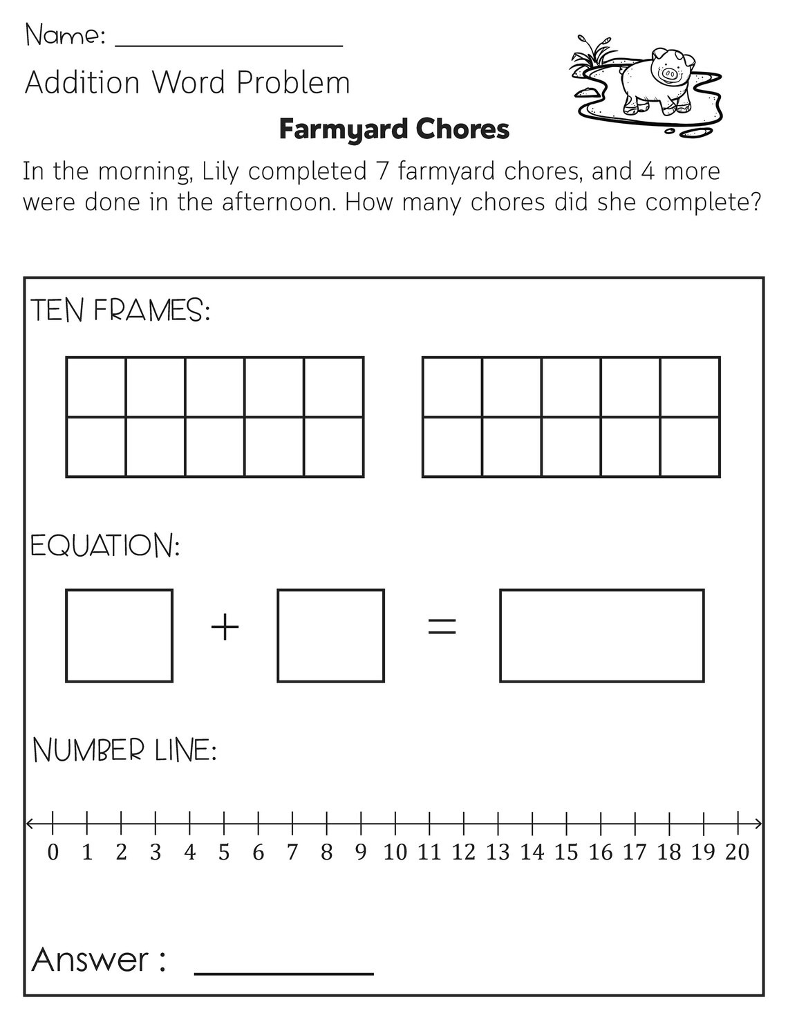 Addition and Subtraction Word Problems to 20 Farm Theme - Etsy