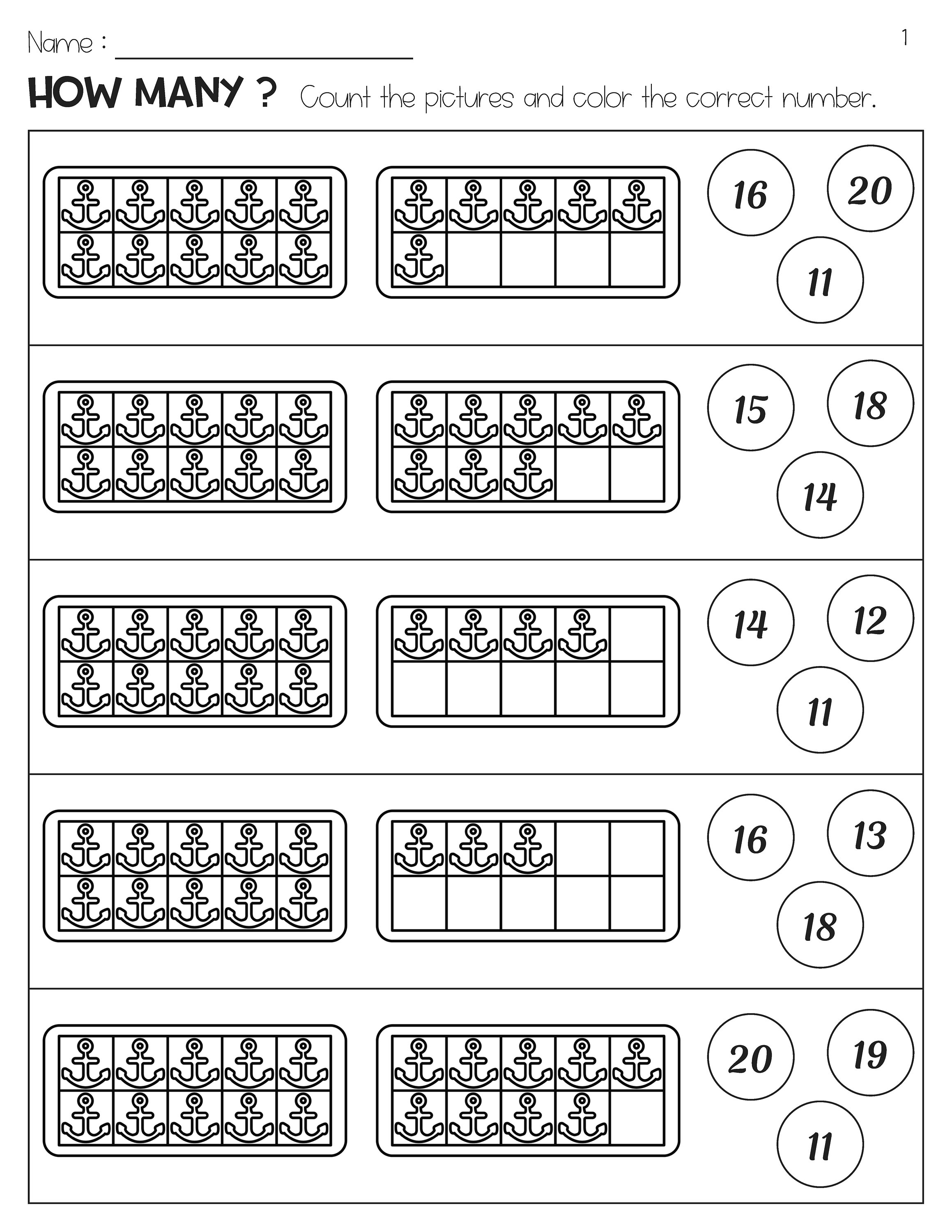 Ten Frames Counting Numbers 11-20 Worksheets Summer Theme - Etsy