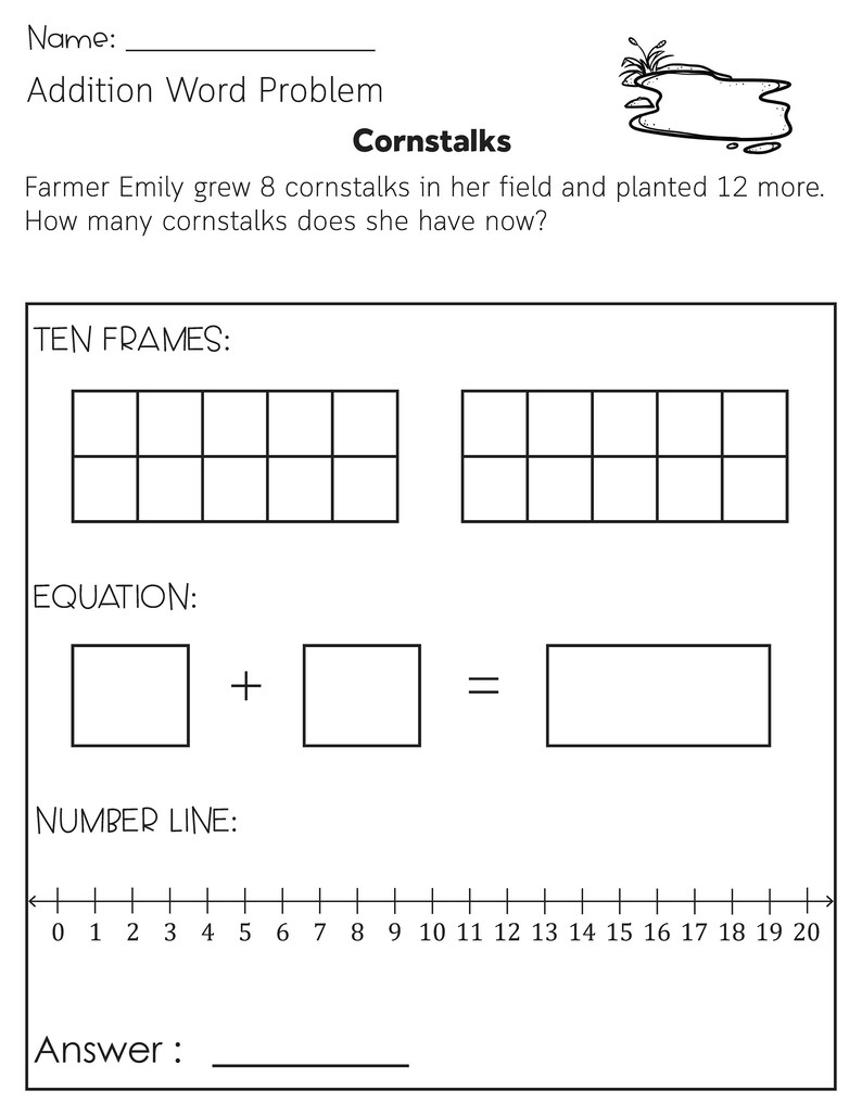 Addition and Subtraction Word Problems to 20 Farm Theme - Etsy