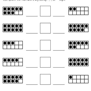 Counting and Comparing Numbers 1-10 With Ten Frame Worksheets - Etsy
