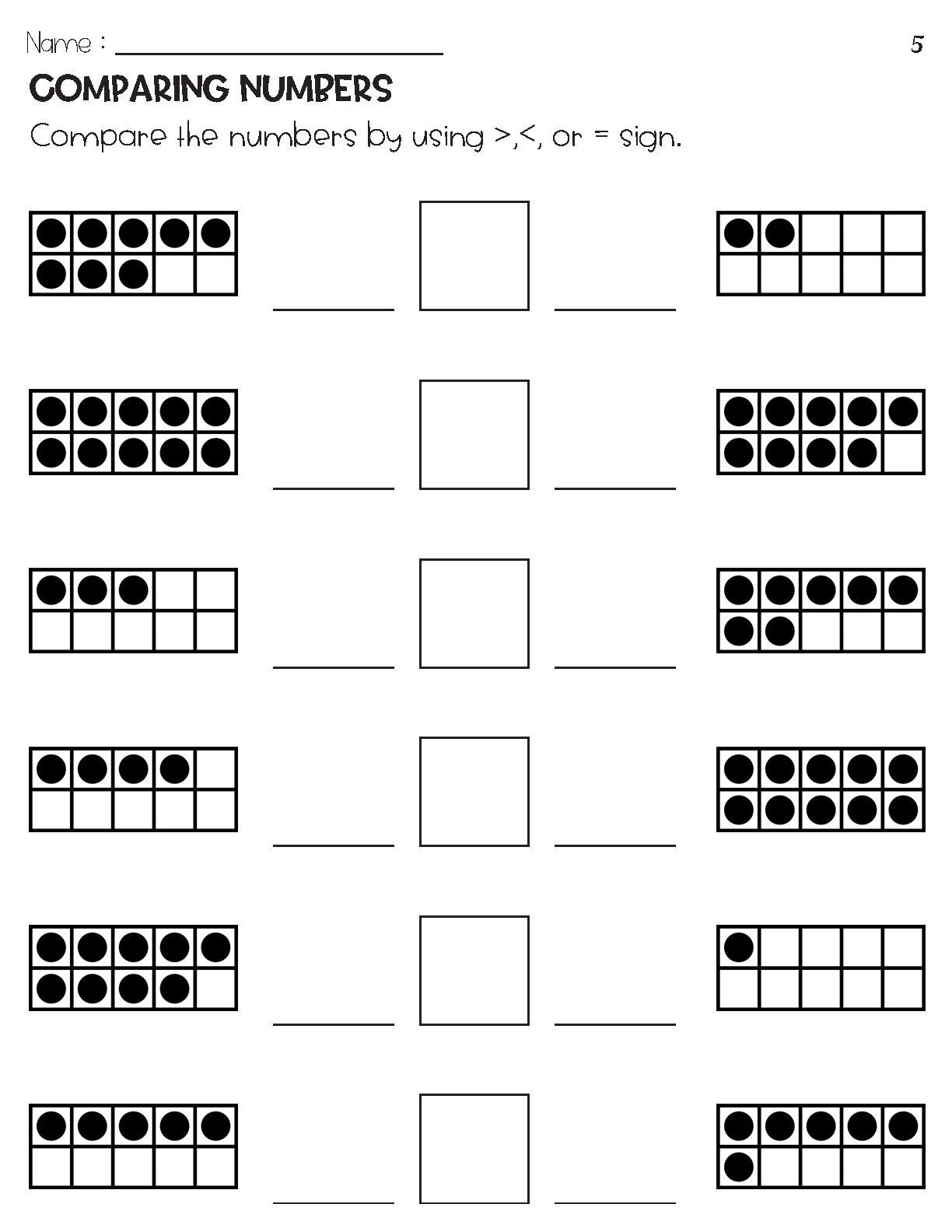 Counting and Comparing Numbers 1-10 With Ten Frame Worksheets - Etsy