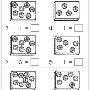 Subtraction With Pictures Within 10 Worksheets - Subtracting Donuts ...