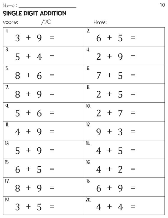 Single Digit Addition Worksheets Free Printable Single Digit Addition
