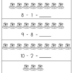 Subtraction Within 10 With Pictures Worksheets - Etsy