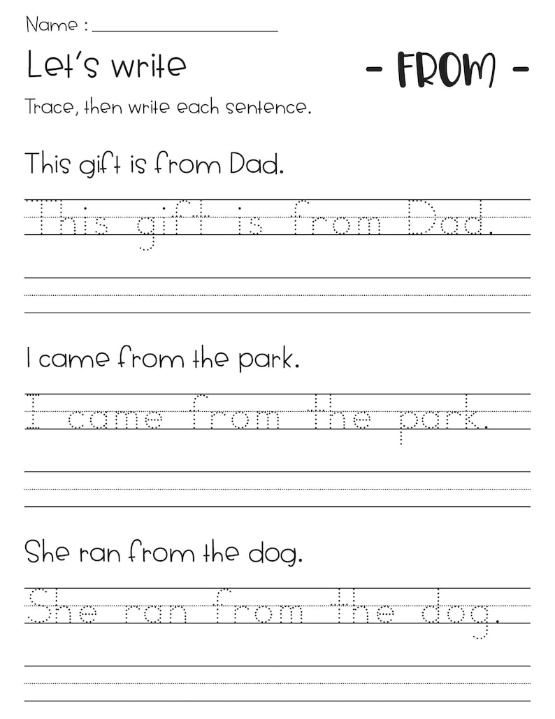 Sight Word Sentences Writing and Tracing Worksheets - Etsy