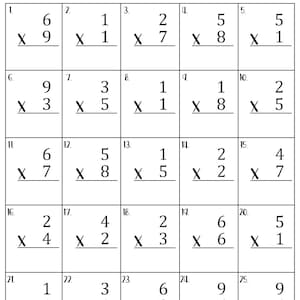 Single Digit Multiplication Worksheets - Etsy