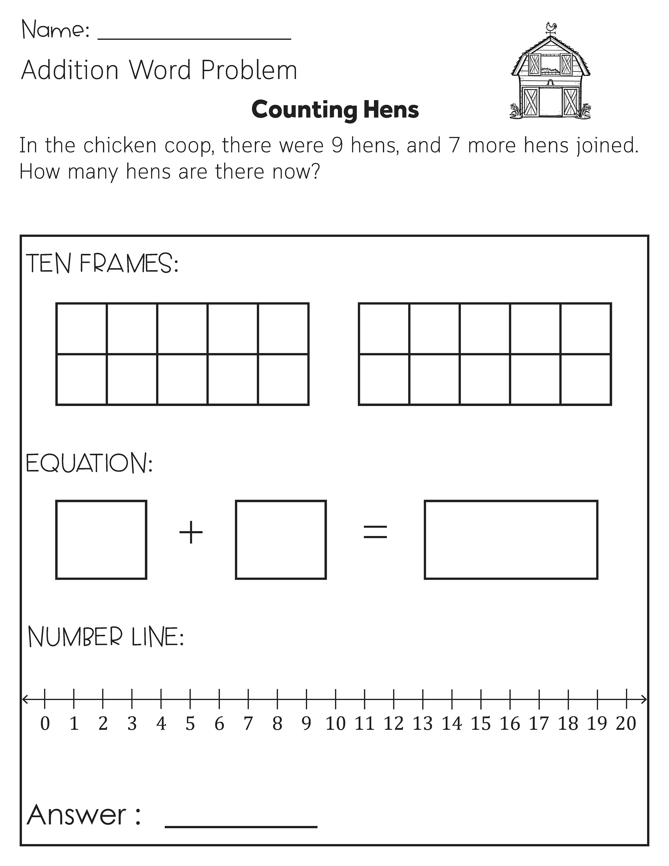 Addition and Subtraction Word Problems to 20 Farm Theme - Etsy