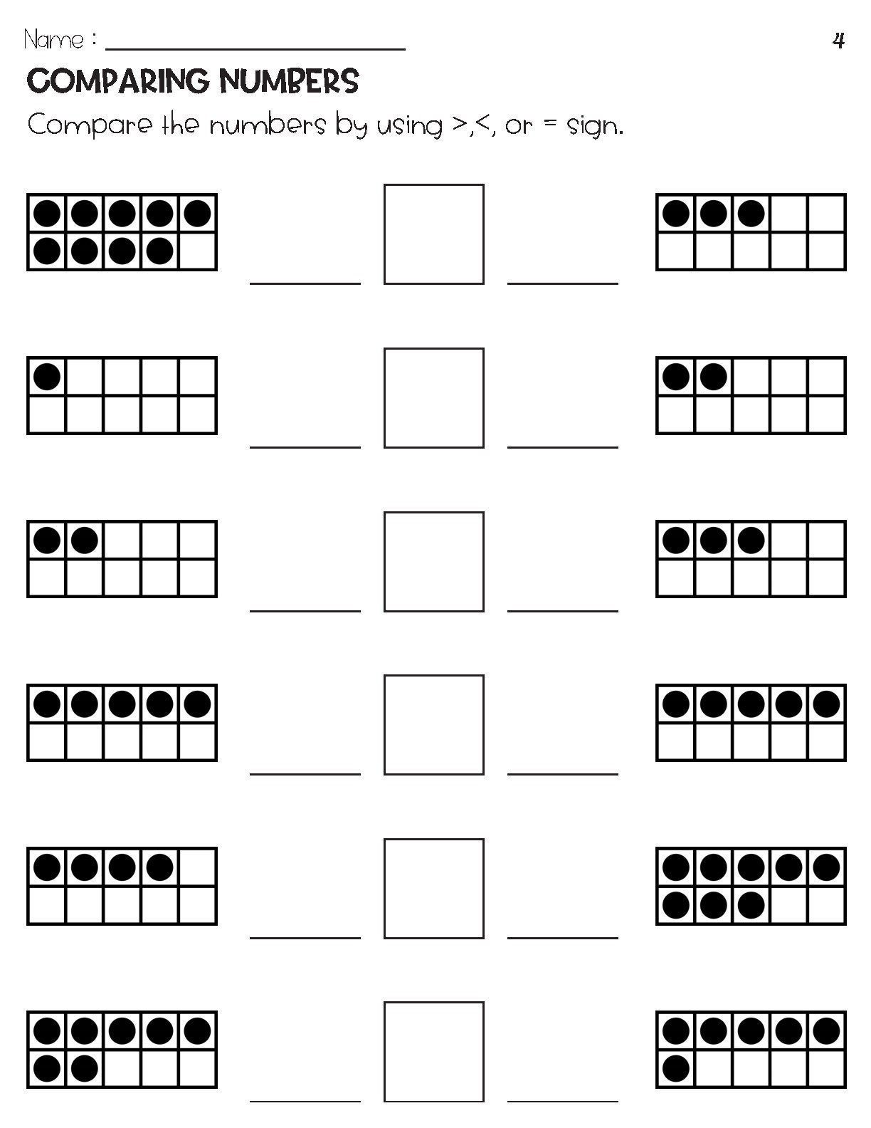 Counting and Comparing Numbers 1-10 With Ten Frame Worksheets - Etsy