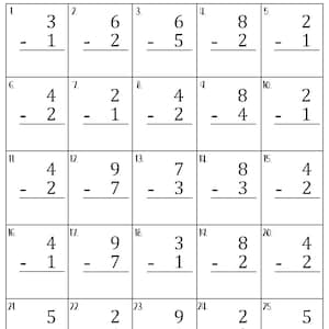 Single Digit Subtraction Worksheets - Etsy