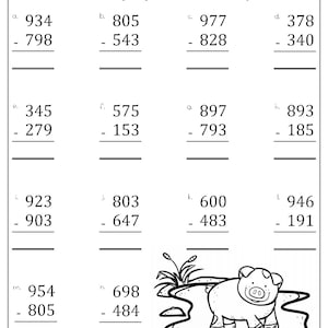 3 Digit Addition and Subtraction Worksheets - SET2 Farm Theme Math ...