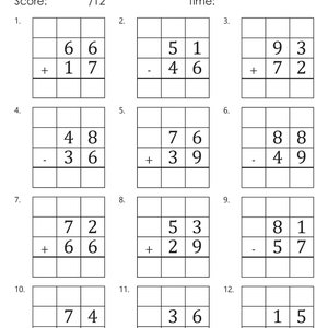 Two Digit Addition and Subtraction With and Without Regrouping With ...